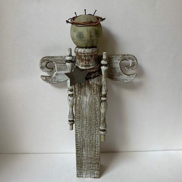 Vintage | Accents | Primitive Wooden Angel Figural Garden Decor ...